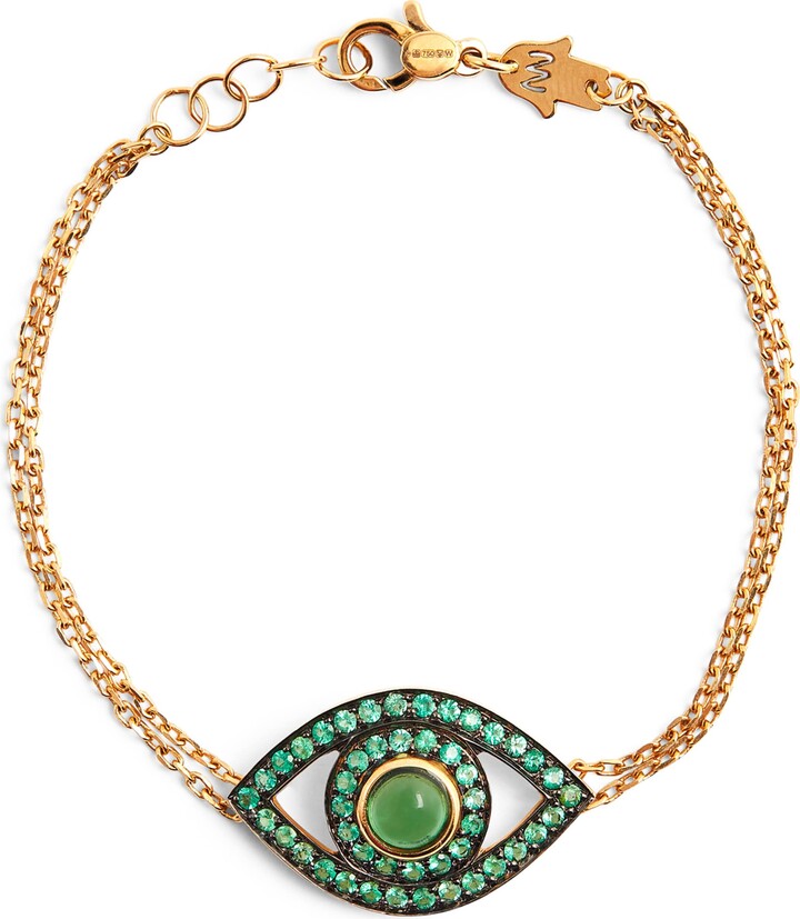 Netali Nissim Yellow Gold, Emerald and Quartz Protected Bracelet - ShopStyle