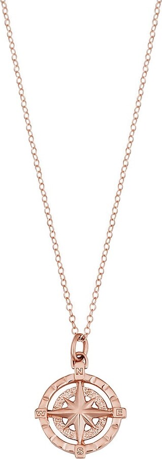Oradina 14K Rose Solid Gold Compass Rose Pendant Necklace - ShopStyle