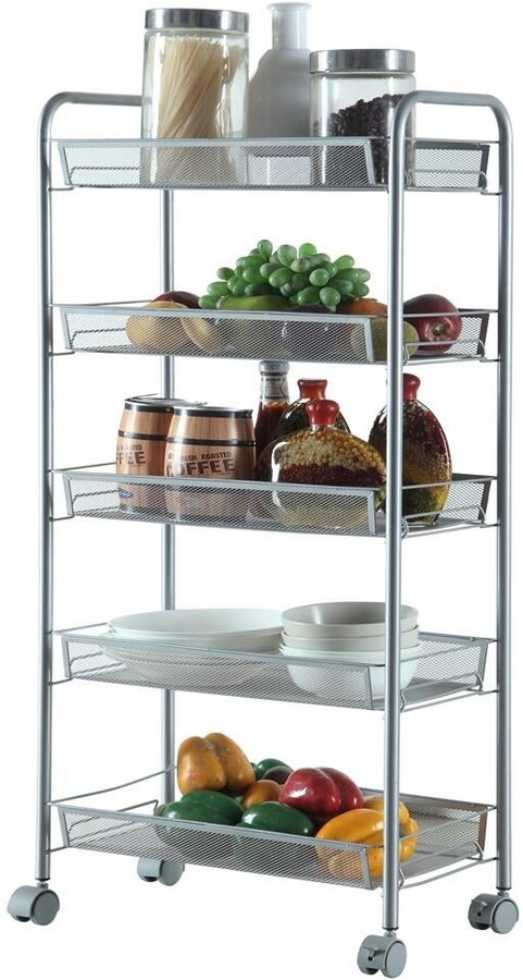 karlinc 5 Tier Rack Shelf Shelving W/ Rolling Kitchen Pantry Storage ...