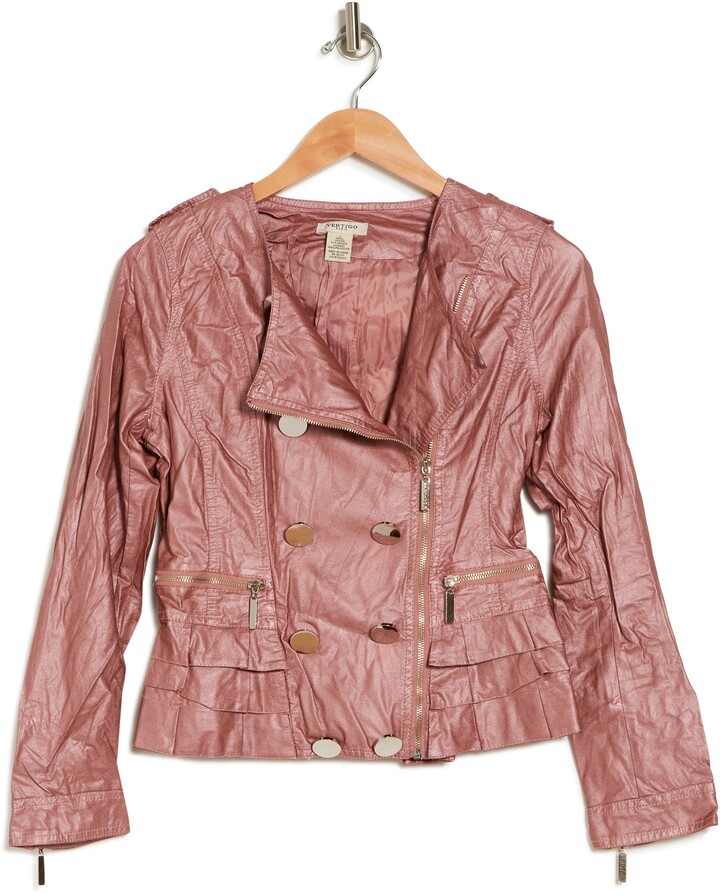 Vertigo Faux Leather Ruffled Jacket - ShopStyle