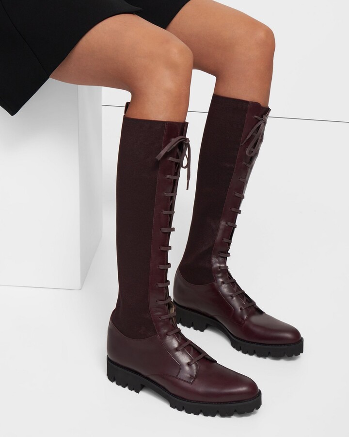 Theory Laced Lug Boot in Leather - ShopStyle