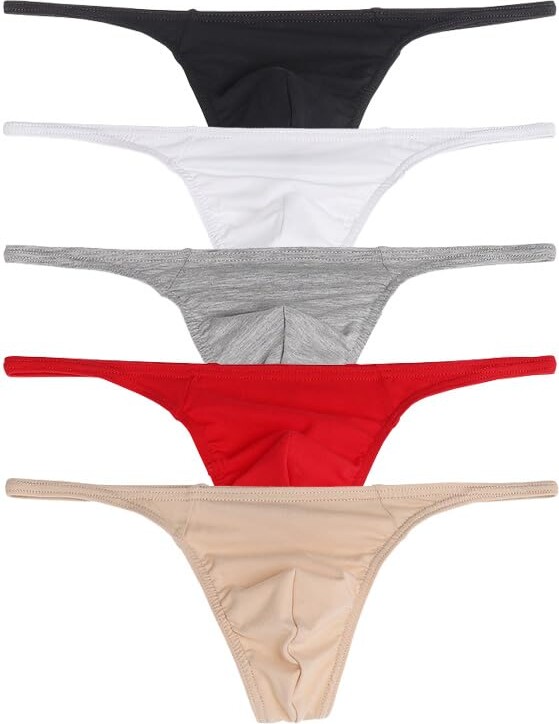 Golirsteca Men's Cotton Low Waist Bulge Pouch G-String Thongs Underwear Spaghetti Strap Thong ...
