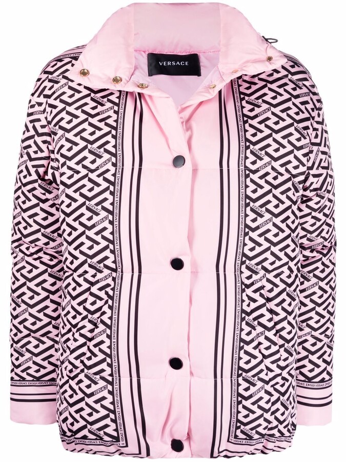 Versace La Greca print puffer jacket - ShopStyle