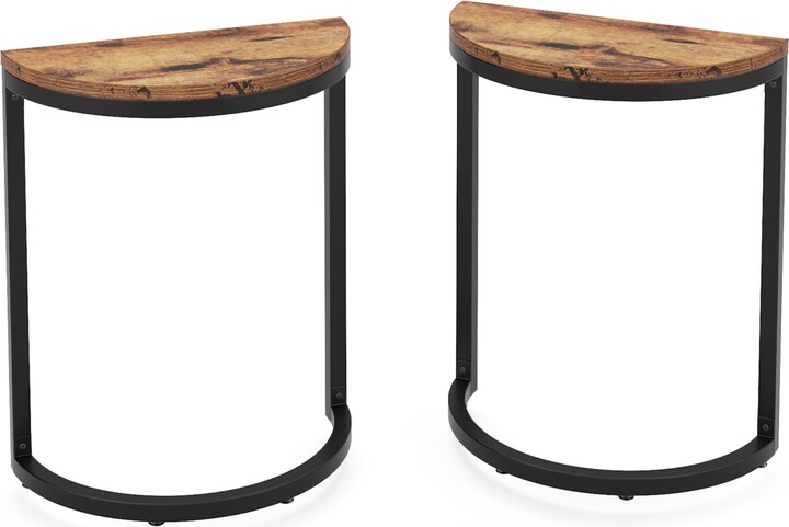 Tribesigns End Table Semi Circle Set of 2, Small Half Round Side Tables ...