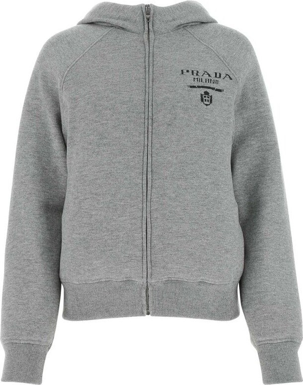 Prada Logo Detailed Zip-Up Jacket - ShopStyle