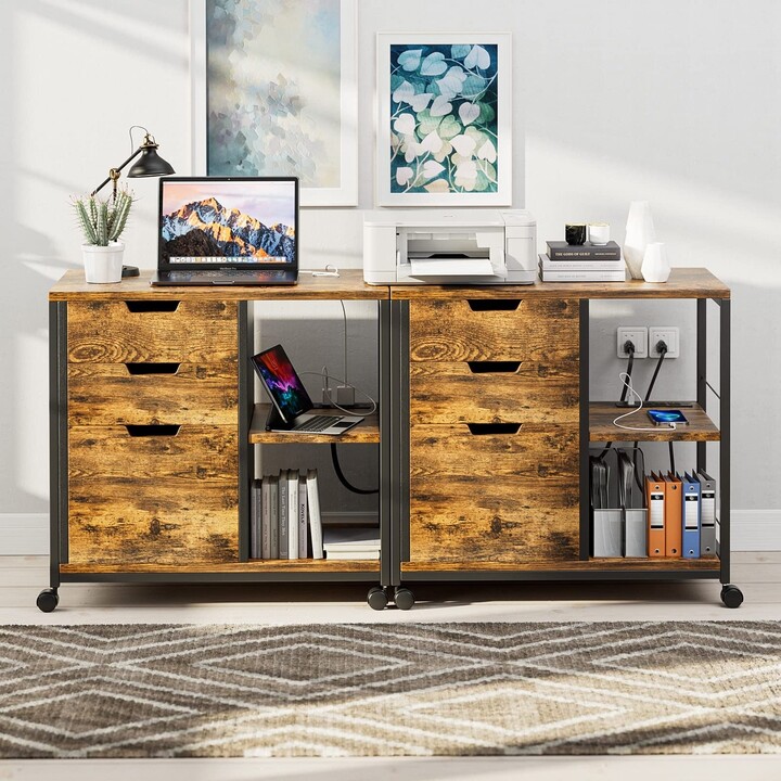 Global Pronex Wood File Cabinet, 3 Drawer Lateral Filing Cabinets for ...