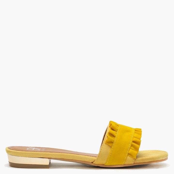 Df By Daniel Solly Yellow Frill One Bar Mules - ShopStyle