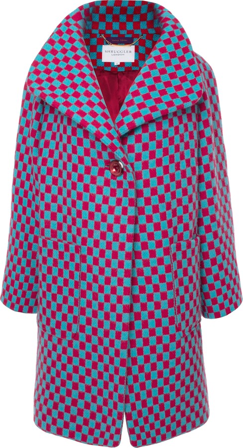 Shruggler - Red Blue Check Coat - ShopStyle