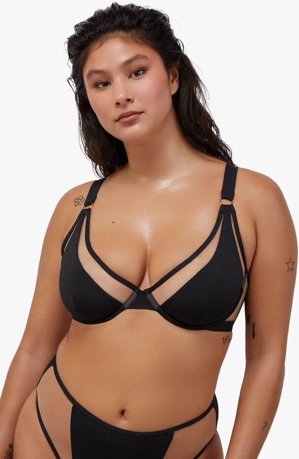 Wolfwhistle Eloise Fuller Bust Black Eco Triangle Bikini Top With Nude Mesh - ShopStyle Two ...
