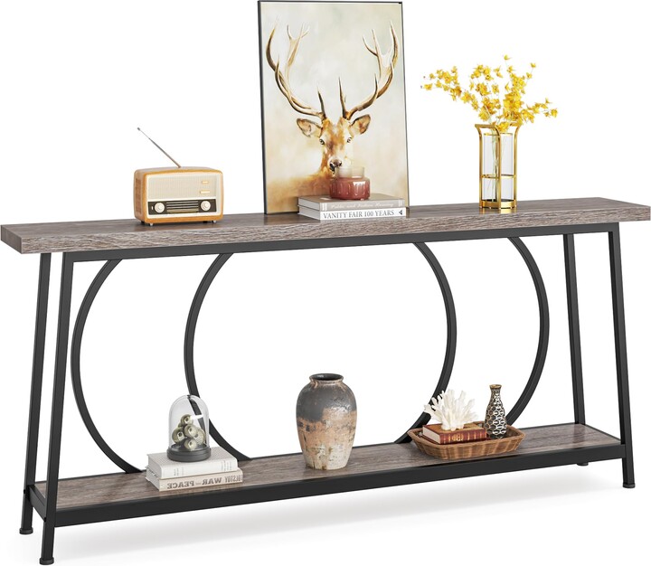 LITTLE TREE 70.9 Inch Extra Long Narrow Console Table with Storage ...