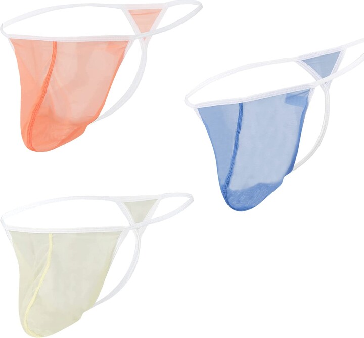 BIATWOWR Men's Thong Underwear Sexy Transparent Mesh See-Through ...