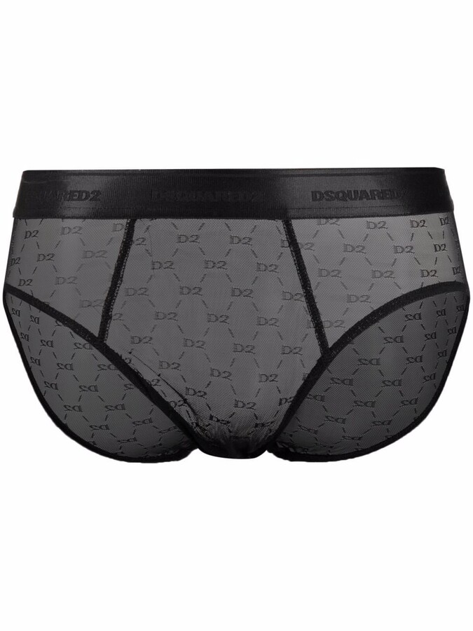 DSQUARED2 Logo-Embroidered Tulle-Mesh Boxers - ShopStyle