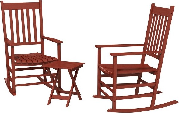 Outsunny Wooden Rocking Chair Set, Curved Armrests, High Back, Slatted ...