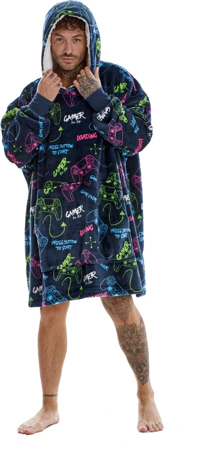 GAMER Fleece Oversized Hoodie - Gaming Controller Neon Design - Super ...