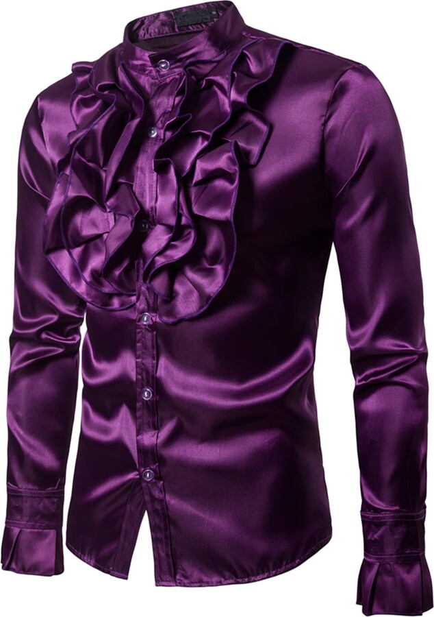 BKPAPTXY Mens Ruffle Ruche Frill Dinner Tuxedo Shirt - Renaissance ...
