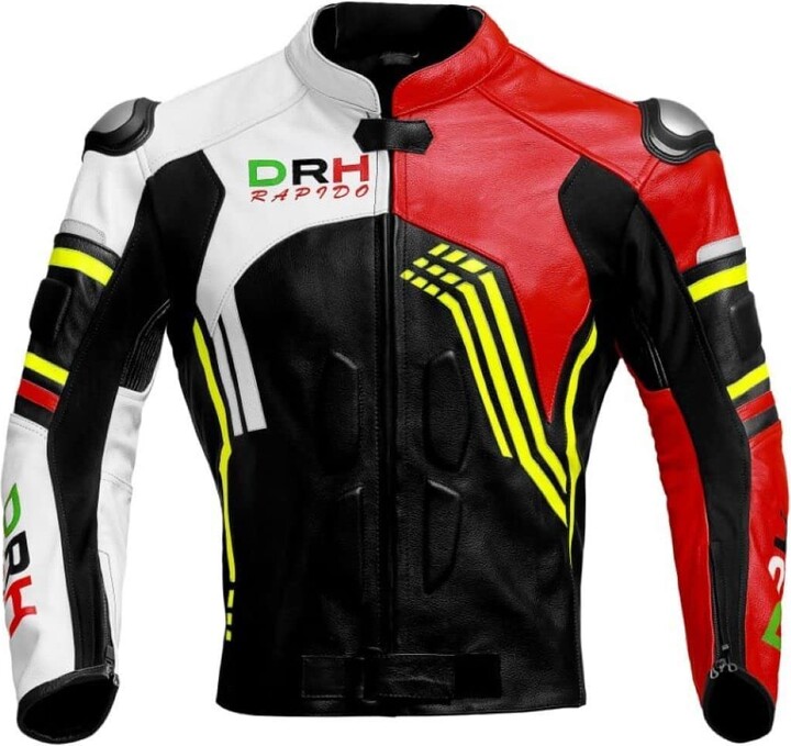 DRH RAPIDO Men Motorbike Leather Jacket Motorcycle Bikers Racing Sports ...