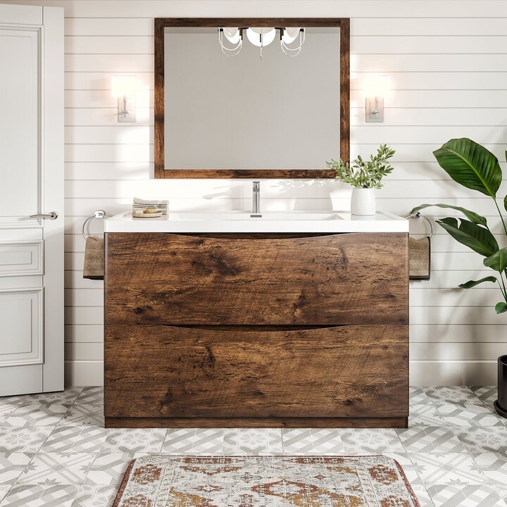 Eviva Smiley 48 Inch Freestanding Rosewood Bathroom Vanity - ShopStyle ...