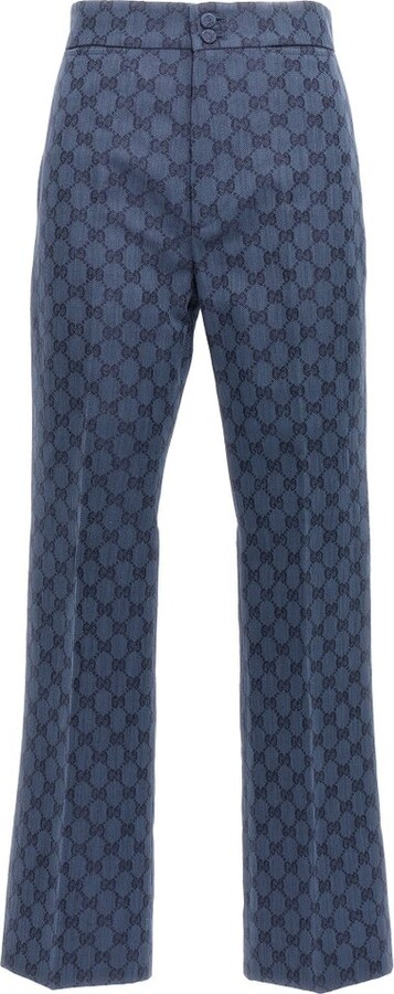 Gucci Monogrammed Pleated Front Trousers - ShopStyle Pants
