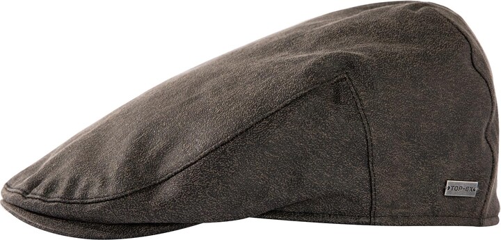 Comhats Waterproof Flat Cap for Men Faux Leather Peaked Rain Cap Newsboy Baker Boy Hats for Golf ...