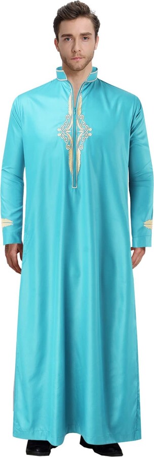 MMOOVV Casual Long Thobe Muslim Robe with Long Sleeves - ShopStyle