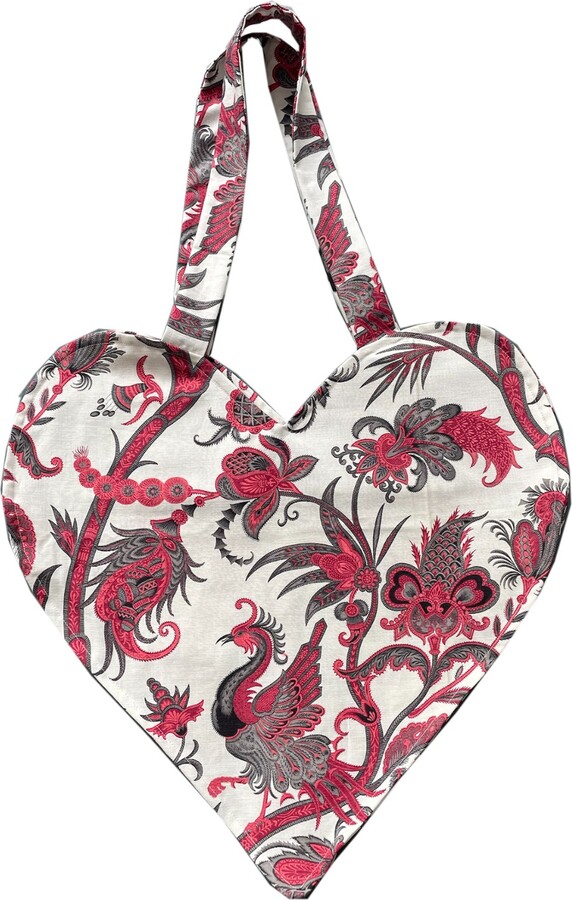Studio Courtenay - Red Bird Print Heart Shaped Tote Bag - ShopStyle