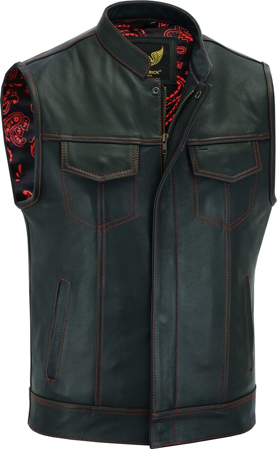 Leatherick Mens SOA Anarchy Premium Cowhide Motorcycle Leather Black ...