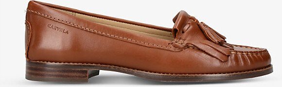 Carvela Comfort Womens Tan Hampton Tassel-embellished Leather Loafers ...