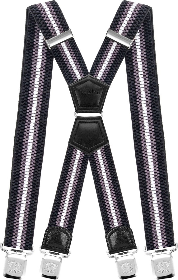Decalen Mens Braces X Style Very Strong Clips Adjustable One Size Fits ...