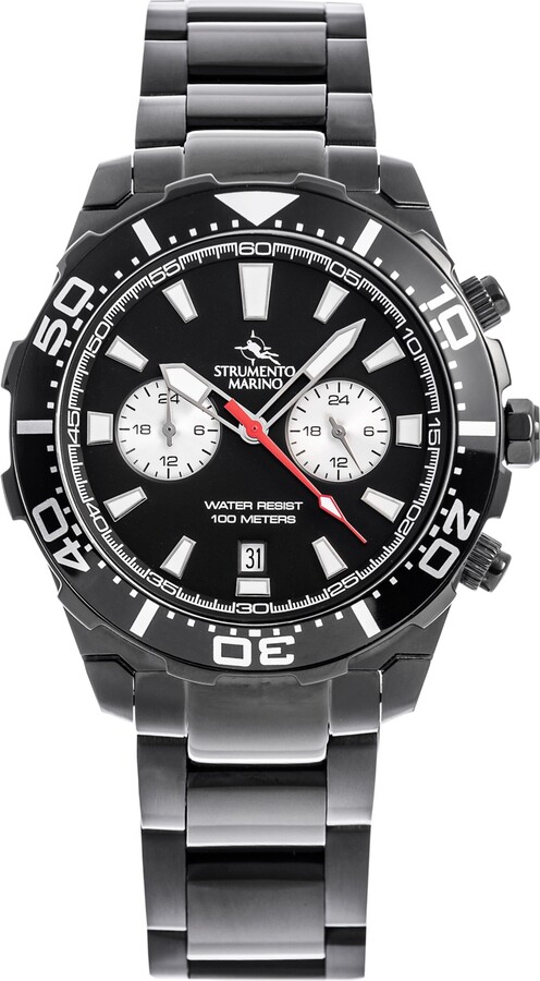 Strumento Marino Men's Dual Time Zone Skipper Black Pvd Stainless Steel ...