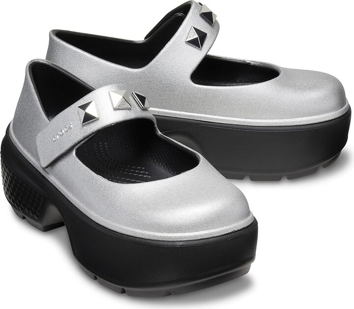 Crocs Stomp Mary Janes (Silver) Slippers - ShopStyle Flats