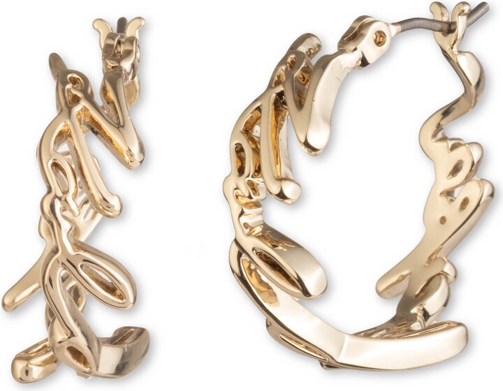 Karl Lagerfeld Paris Cursive Script Hoop Earrings - ShopStyle