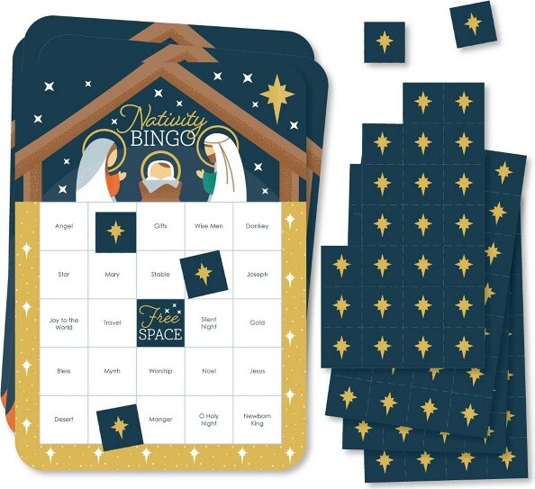 Big Dot of Happiness Holy Nativity - Bingo Cards and Markers - Manger ...