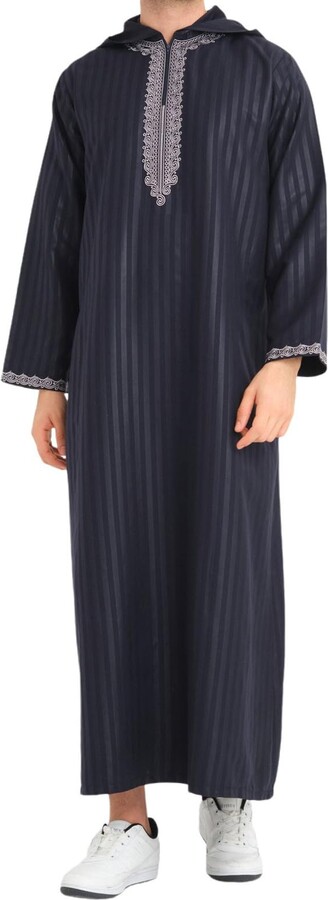 Caxndycing Prayer Clothing for Men Kaftan Men's Cotton Linen Robe ...
