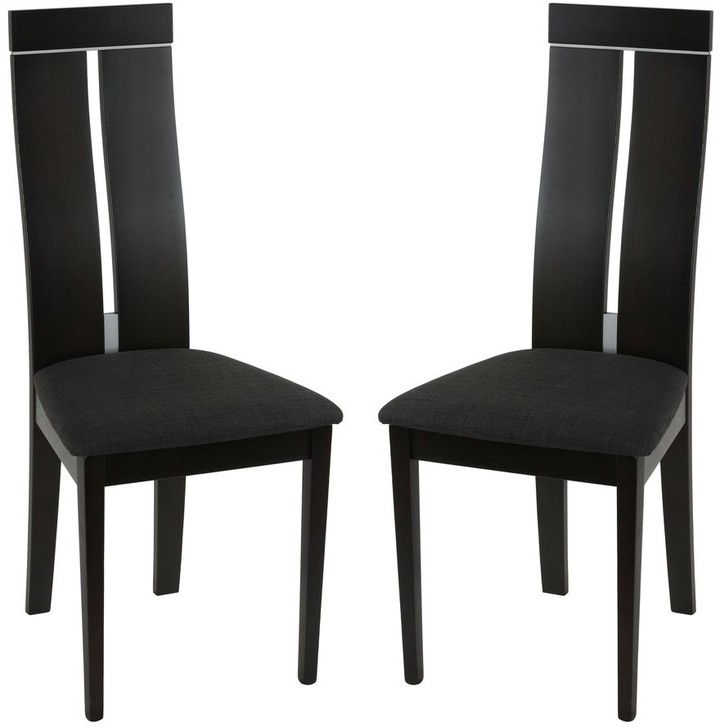 Cortesi Home Inca Dining Chair in Charcoal Fabric, Cappuccino Finish ...