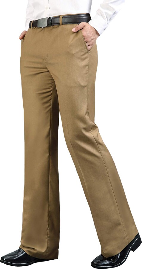 HAORUN Men Bell Bottom Pants Vintage 60s 70s Flare Formal Dress ...
