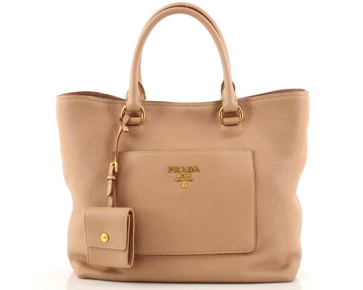 Prada Front Pocket Convertible Shopping Tote Vitello Daino Medium ...
