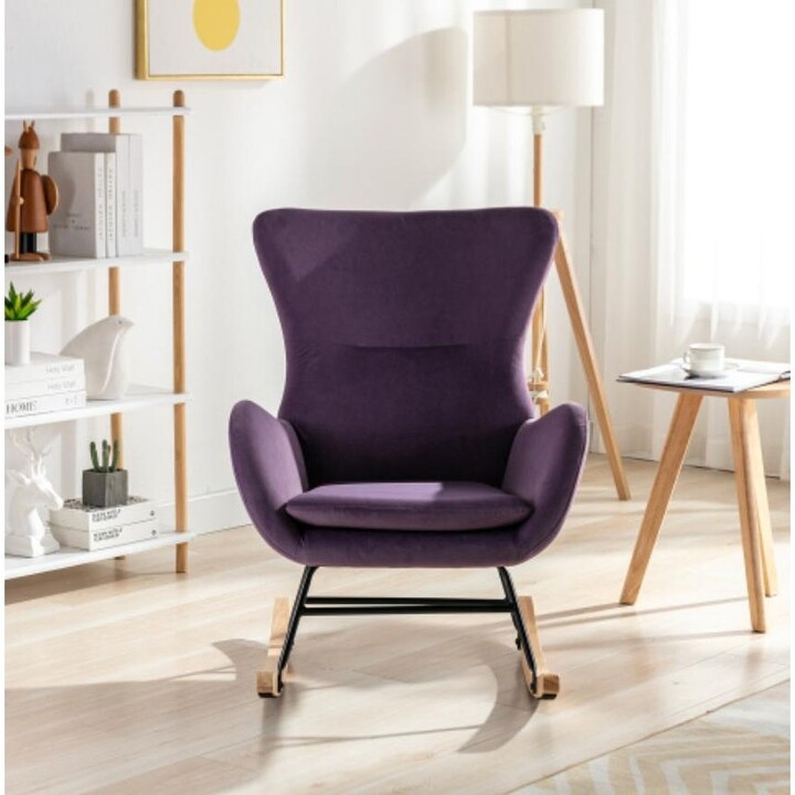 Velvet Fabric Padded Seat Rocking Chair in Purple - ShopStyle Armchairs ...