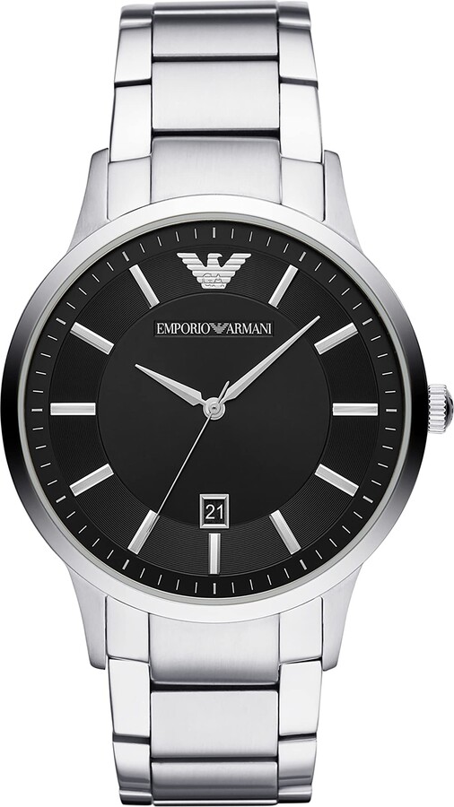 Emporio Armani Men's Three-Hand Date Stainless Steel Watch (Model ...