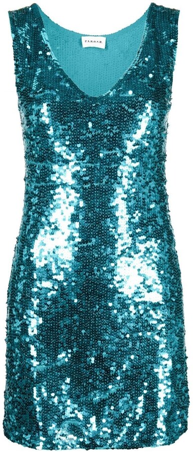 P.A.R.O.S.H. V-neck sequin-embellished mini dress - ShopStyle