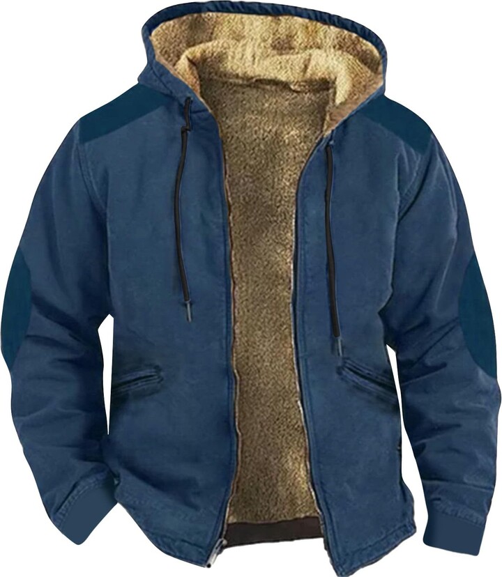 kosopse Winter Parka Men's Lined Colour Matching Men's Cotton Jacket ...