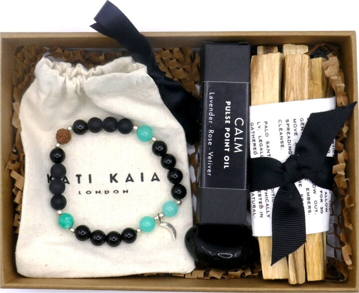 Kati Kaia Women's Black / Blue New! Mala Nyx Bracelet & Palo Santo Gift Box - ShopStyle