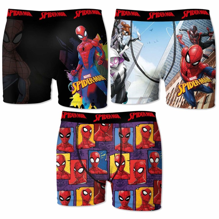 FREEGUN Men's Pk1744-x Set 3 Spiderman Boxer-random-microfiber-92% ...