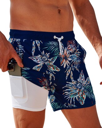 Arcweg Mens Swim Trunks Retro Swimming Shorts Bathing Suits with Mesh ...