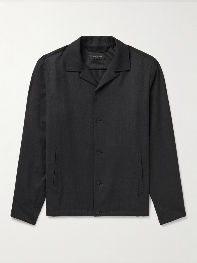 Rag & Bone Finlay Convertible-Collar Wool-Blend Piqué Shirt Jacket ...