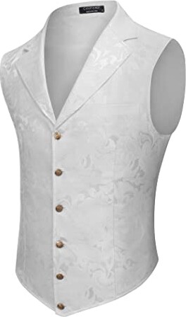 COOFANDY White Vest Men Formal Paisley Suit Vest Tuxedo Waistcoat Suit ...