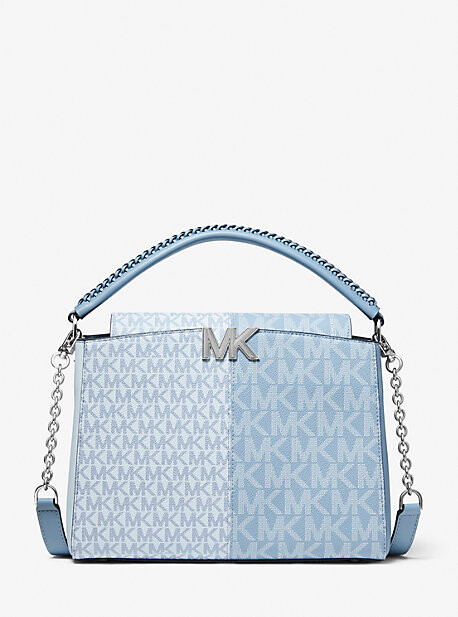 MICHAEL Michael Kors MK Karlie Medium Two-Tone Graphic Logo Satchel ...