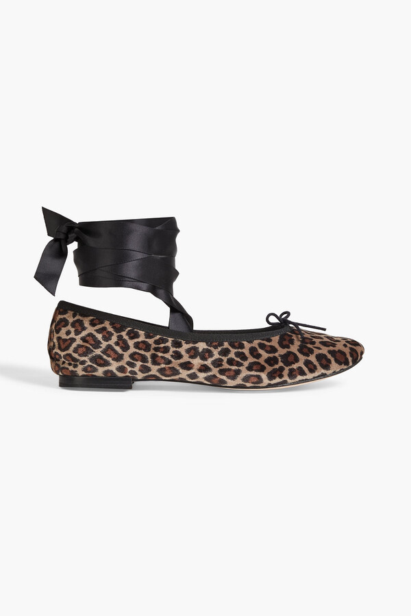 Repetto Anna grosgrain-trimmed leopard-print velvet ballet flats ...
