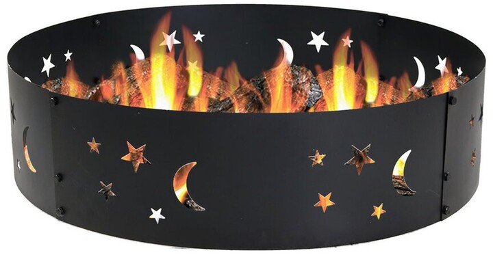 Sunnydaze 36In Wood-Burning Fire Ring Black Steel With Die-Cut Stars ...