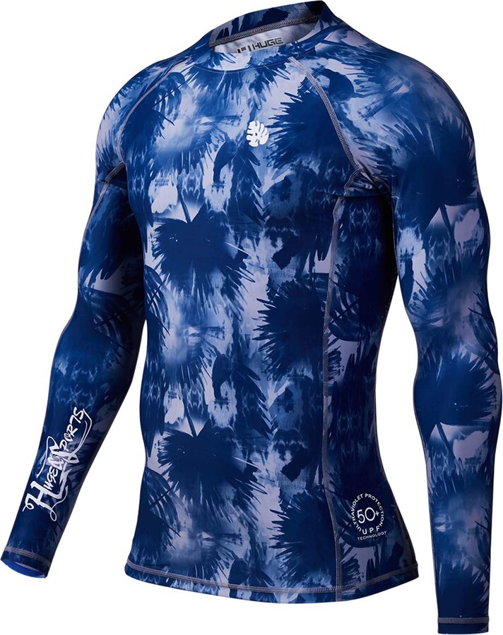 ADOREISM Men's Long Sleeve Rash Guard Surf Swim Shirt Splice UPF 50 ...
