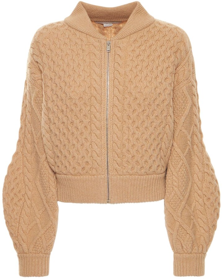 Stella McCartney Aran cable knit wool bomber jacket - ShopStyle